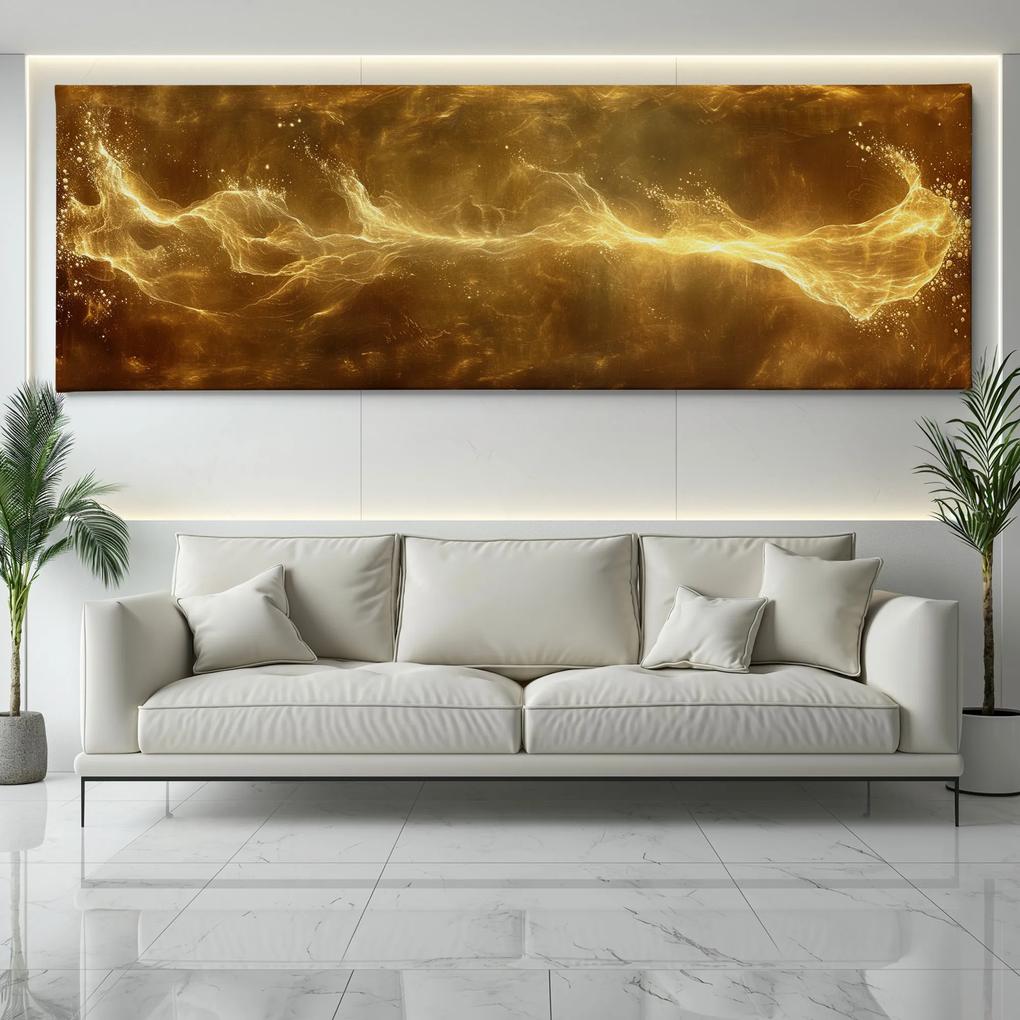 Obraz na plátně - Zlatavý vodní nádech FeelHappy.cz Velikost obrazu: 210 x 70 cm