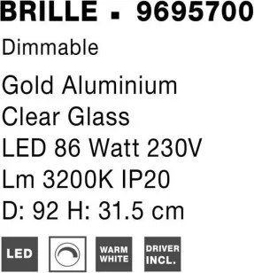 Stropní LED svítidlo NOVA LUCE BRILLE 90W 3200K 9695700 stmívatelné Triac