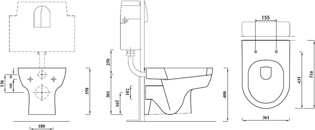 Aqualine Modis MD001 WC mísa závěsná