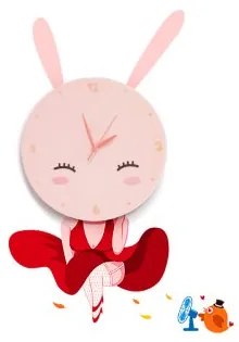 MILAGRO BUNNY LED CLOCK 148 multicolor, Dětské nástěnné noční LED svítidlo + samolepky