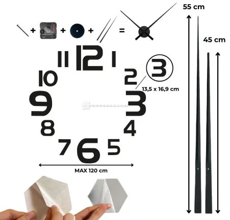 Nalepovací hodiny na zeď - moderní 3D hodiny I SENTOP 12S034