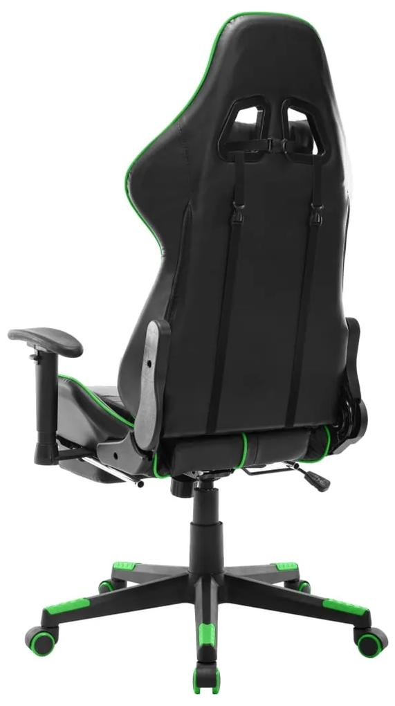 vidaXL Herní židle s podnožkou černá a zelená umělá kůže