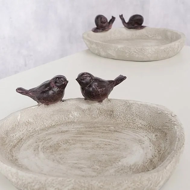Napajedlo pro ptáky Snails, 6x21 cm, polyresin, béžová
