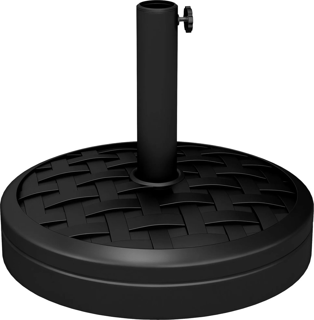 Outsunny Základna pro slunečník 18 kg s otáčecí klikou a tkaným designem, kovová, HDPE a cementová, pro slunečníkové tyče Ø38/48 mm, Ø45x36 cm, Černá