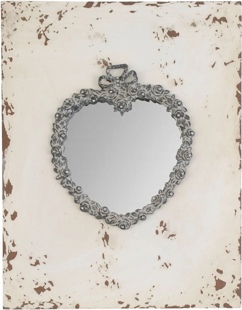 Vintage zrcadlo se srdcem a kamínky - 23*2*30 cm