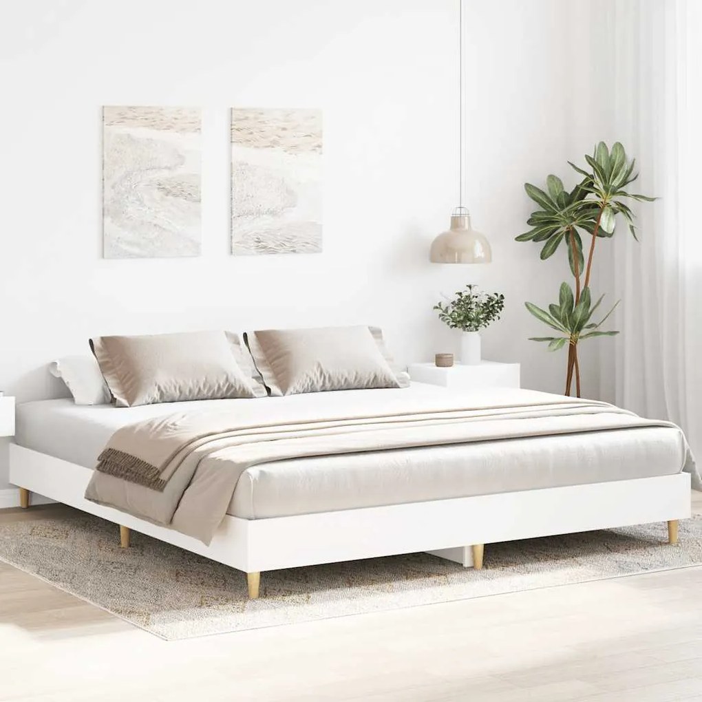 Rám postele bez matrace bílý 200x200 cm Dřevěné konstrukce 3328699