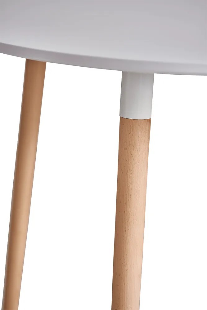 Jídelní stůl, bílá/buk, průměr 80 cm, ELCAN NEW TYP 2