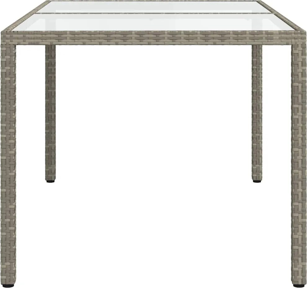 Zahradní stůl 150 x 90 x 75 cm tvrzené sklo a polyratan šedý 316707