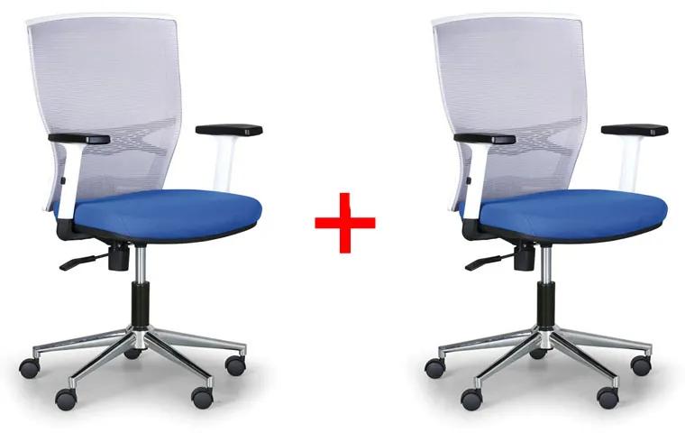 Kancelářská židle HAAG, Akce 1+1 ZDARMA, šedá / modrá | BIANO