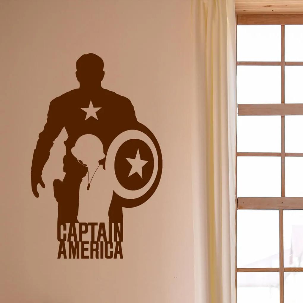 Živá Zeď Samolepka na zeď Kapitán Amerika silueta Barva: černá