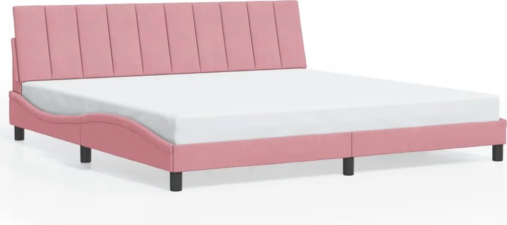 Rám postele s LED osvětlením bez matrace Hanko růžový 200 x 200 cm samet 3213804