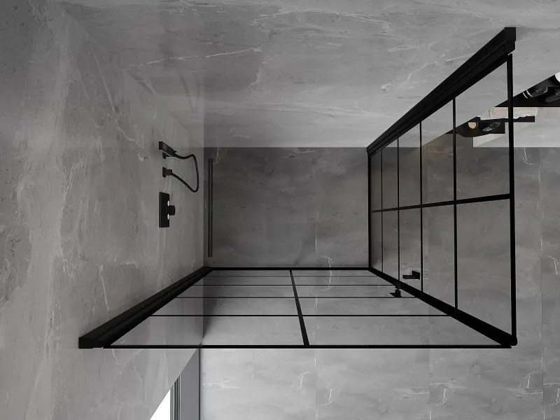 Mexen Mist-B Duo, 2-křídlý výklopný sprchový kout 80 x 90 cm, čiré sklo-černá mřížka, 8A2-080L-090P-70-77