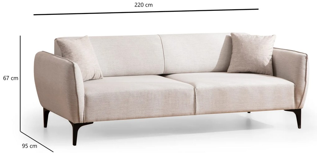 Hanah Home Rozkládací třímístná pohovka BELISSIMO béžová 220 cm 560ARE1362