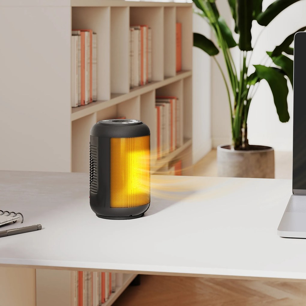 HOMCOM topidlo, 1500 W přímotop se 3 režimy, 24hodinovým časovačem, ochranou proti převrácení a přehřátí, 14 x 21,5 cm, černé