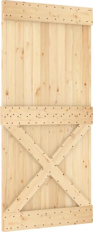 vidaXL Posuvné dveře s kováním 95 x 210 cm masivní borové dřevo [3203270]