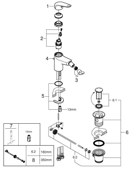 GROHE 24332001 - Bidetová baterie SWIFT 146 mm lesklý chrom
