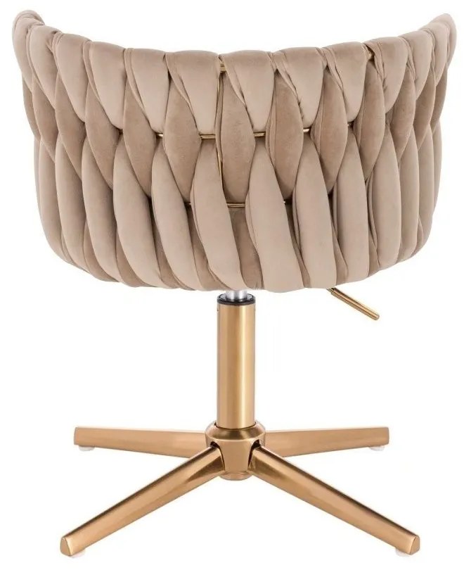 LuxuryForm DESIGN Otočná židle LYON VELUR na zlatém kříži - latte