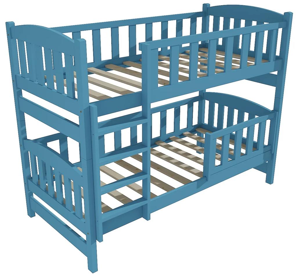 Vomaks Patrová postel PP 013 se zábranou Rozměr: 80 x 180 cm, Barva: bezbarvý lak, Prostor mezi lůžky: 80 cm