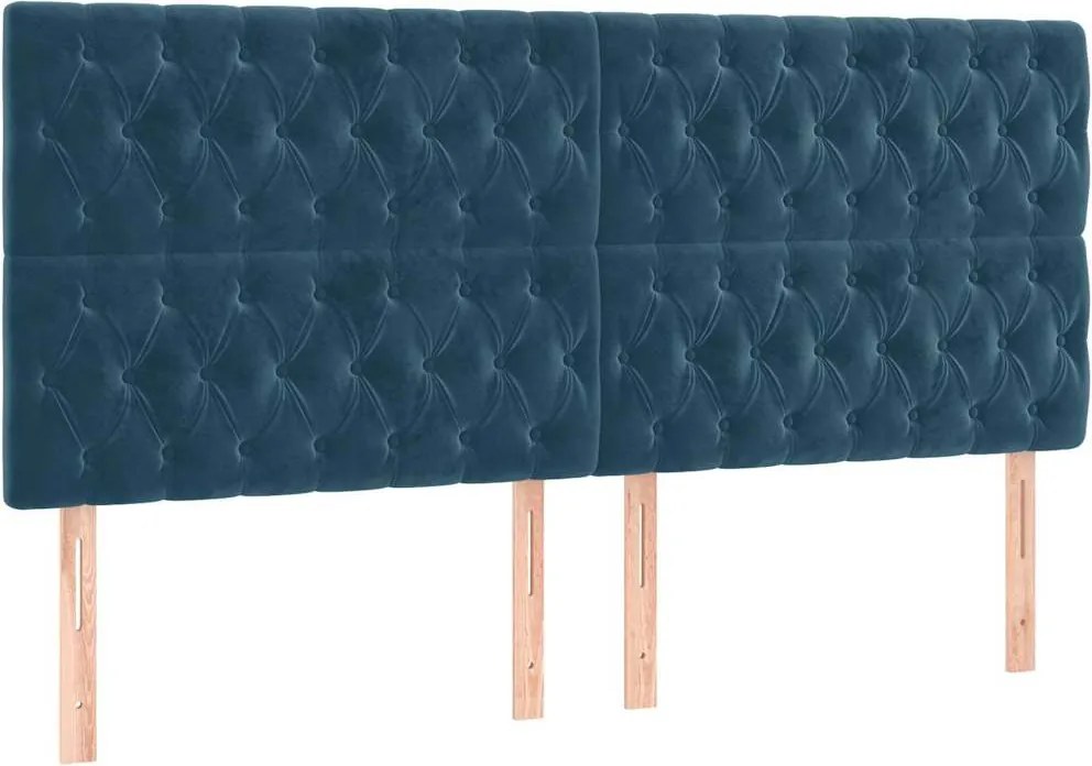 Čelo postele tmavě modré 180x7x118/128 cm sametové 3116732
