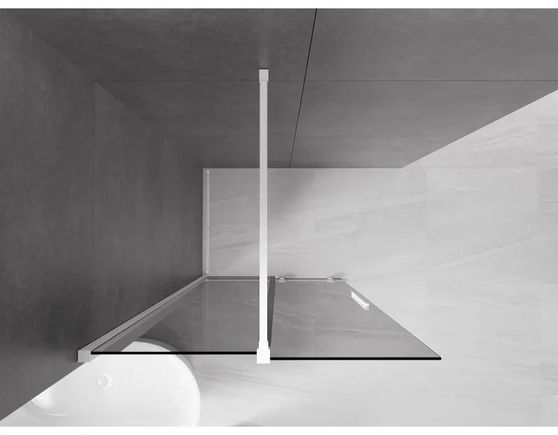 Mexen Velar, sprchová zástěna s posuvnými dveřmi Walk-in 110 x 200 cm, 8mm šedé sklo, bílá matná, 871-110-000-43-20