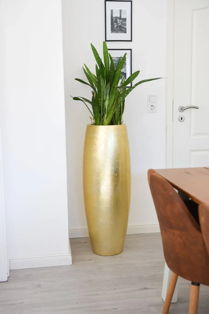 Zlatý květináč MAGNUM, sklolaminát, výška 100 cm, zlatý lesk