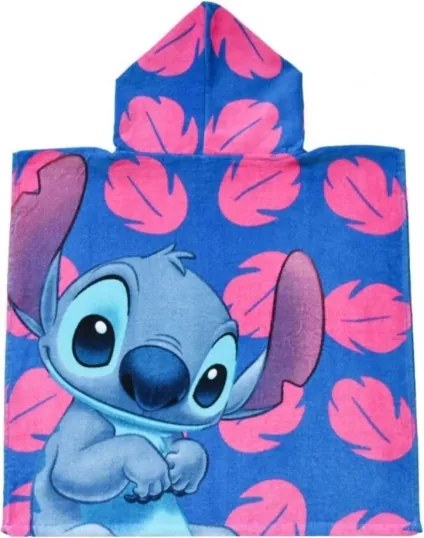 TipTrade Plážová osuška pončo Lilo a Stitch malý rošťák 55x110 cm