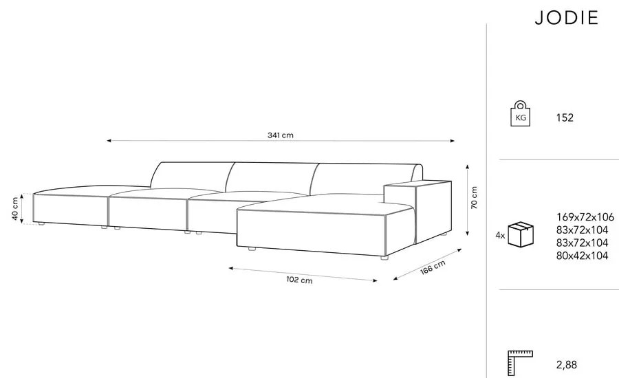 Béžová rohová pohovka z textilie bouclé (pravý roh) Jodie – Micadoni Home