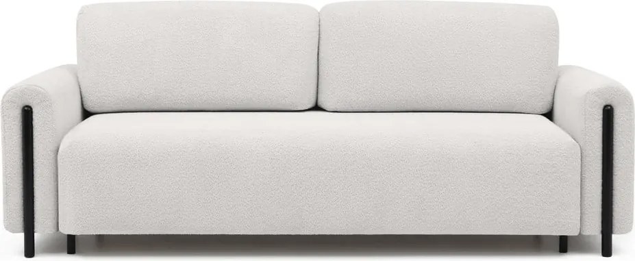 Krémová rozkládací/s úložným prostorem pohovka z textilie bouclé 244 cm Arcadova – ELTAP