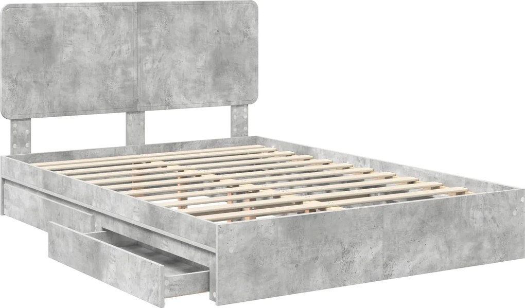 Postel s úložným prostorem s čelo Betonově šedá 150 x 200 cm 3412675