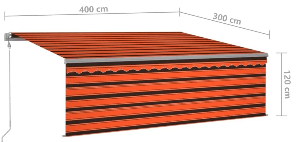 Automatická markýza roleta LED senzor větru 4x3 m oranžovohnědá,  3069435