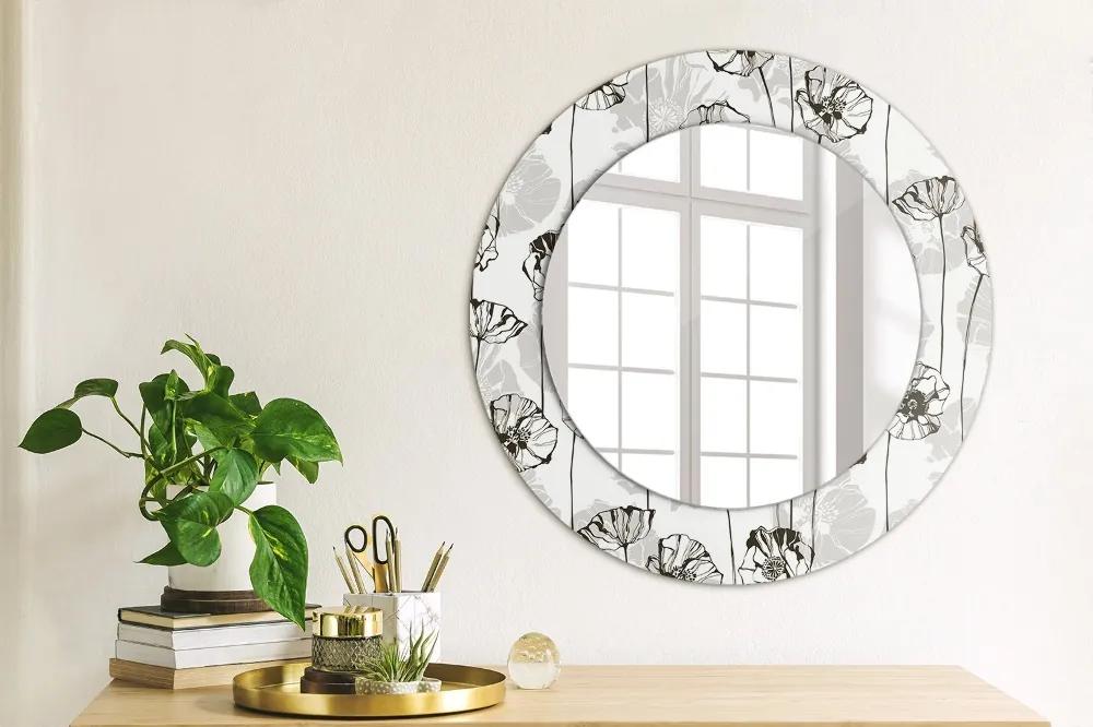 Kulaté dekorativní zrcadlo Maki květiny fi 50 cm