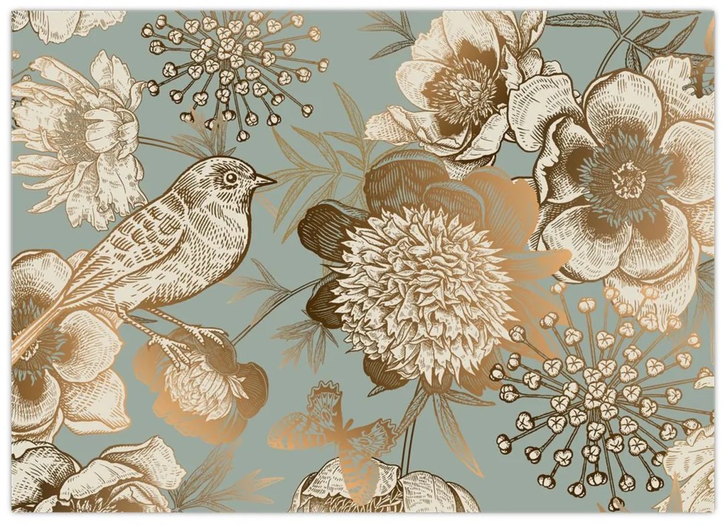 Obraz zlatých květů (70x50 cm)