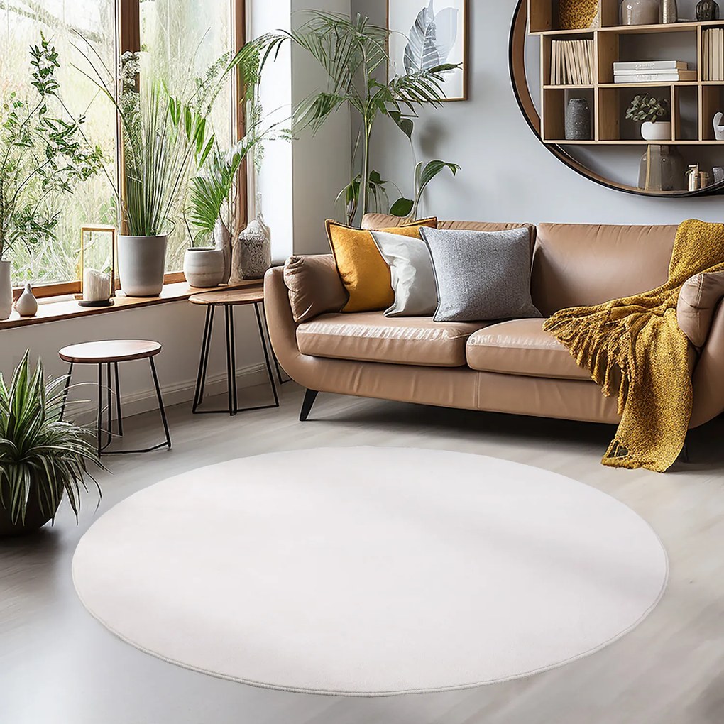 Ayyildiz, Kusový koberec Sky 5400 Cream kruh, 120x120 (průměr) kruh, béžová, obývací pokoj