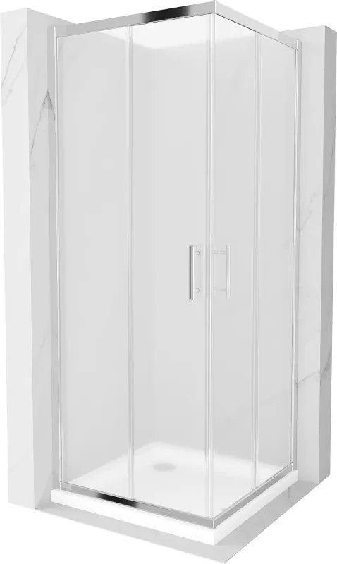 Mexen Rio čtvercový sprchový kout 80 x 80 cm, 5mm sklo, sklo námraza, chromový profil + slim sprchová vanička 5cm, 860-080-080-01-30-4010
