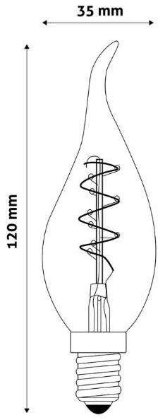 Prémiová designová retro LED žárovka E14 3W 180lm EXTRA TEPLÁ, filament, ekv. 19W, 3 roky