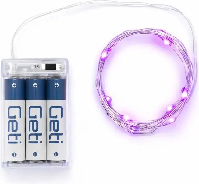 LED světýlka na baterie, kapičky, 2,30 m, růžová, 20 diod, drátek, IP20 interiér, 3 × AA