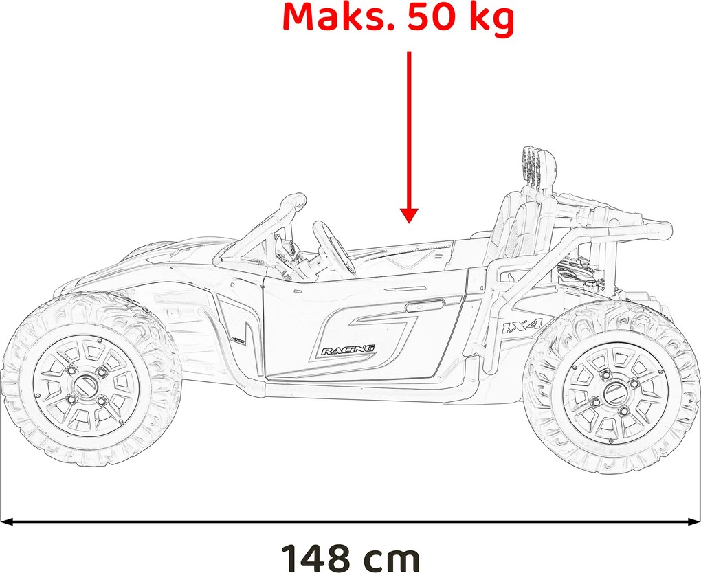 Ramiz Elektrická bugina Racing 5 pro děti červená + motory 2x200W + dálkové ovládání + LED audio + pomalý start