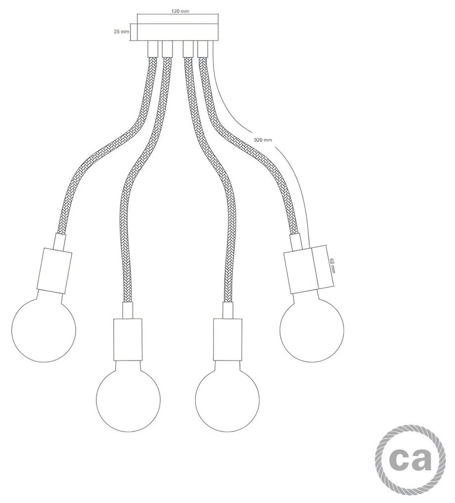 creative cables Flex 90, stropní flexibilní svítidlo, se závitem ST64 Barva: Matný bronz