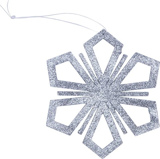 Vánoční ozdoba vločka II, pr. 15 cm, stříbrná, překližka, venkovní