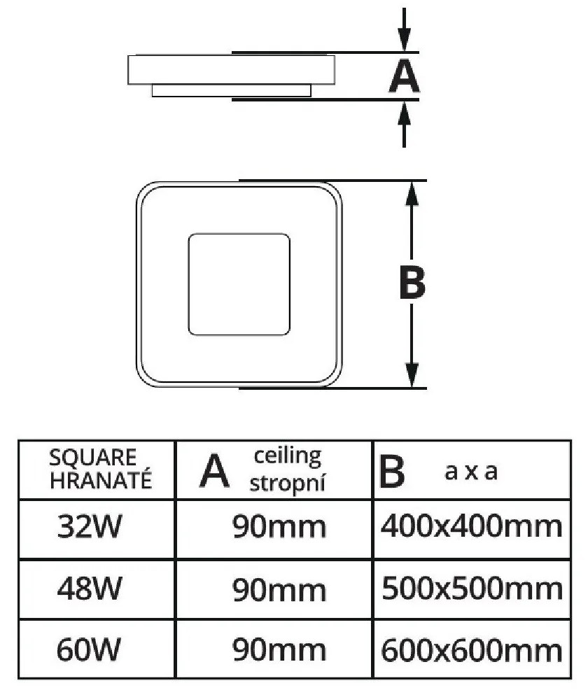 T-LED SMART Tuya LED svítidlo ZULU 32W CCT hranaté černé SMART Tuya LED svítidlo ZULU 32W CCT hranaté černé