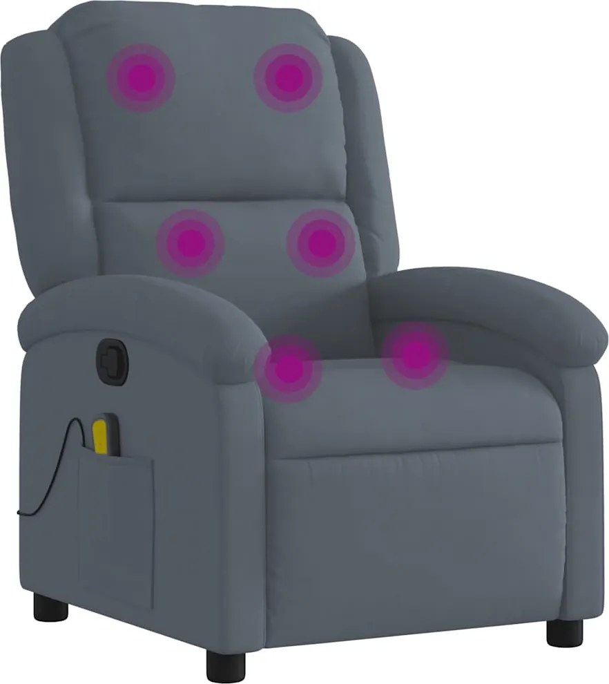 Masážní křeslo s polohovacím mechanismem, tmavě šedé sametové 3205953
