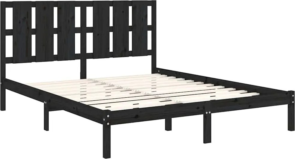 Rám postele černý masivní dřevo 150 x 200 cm King Size 3105609