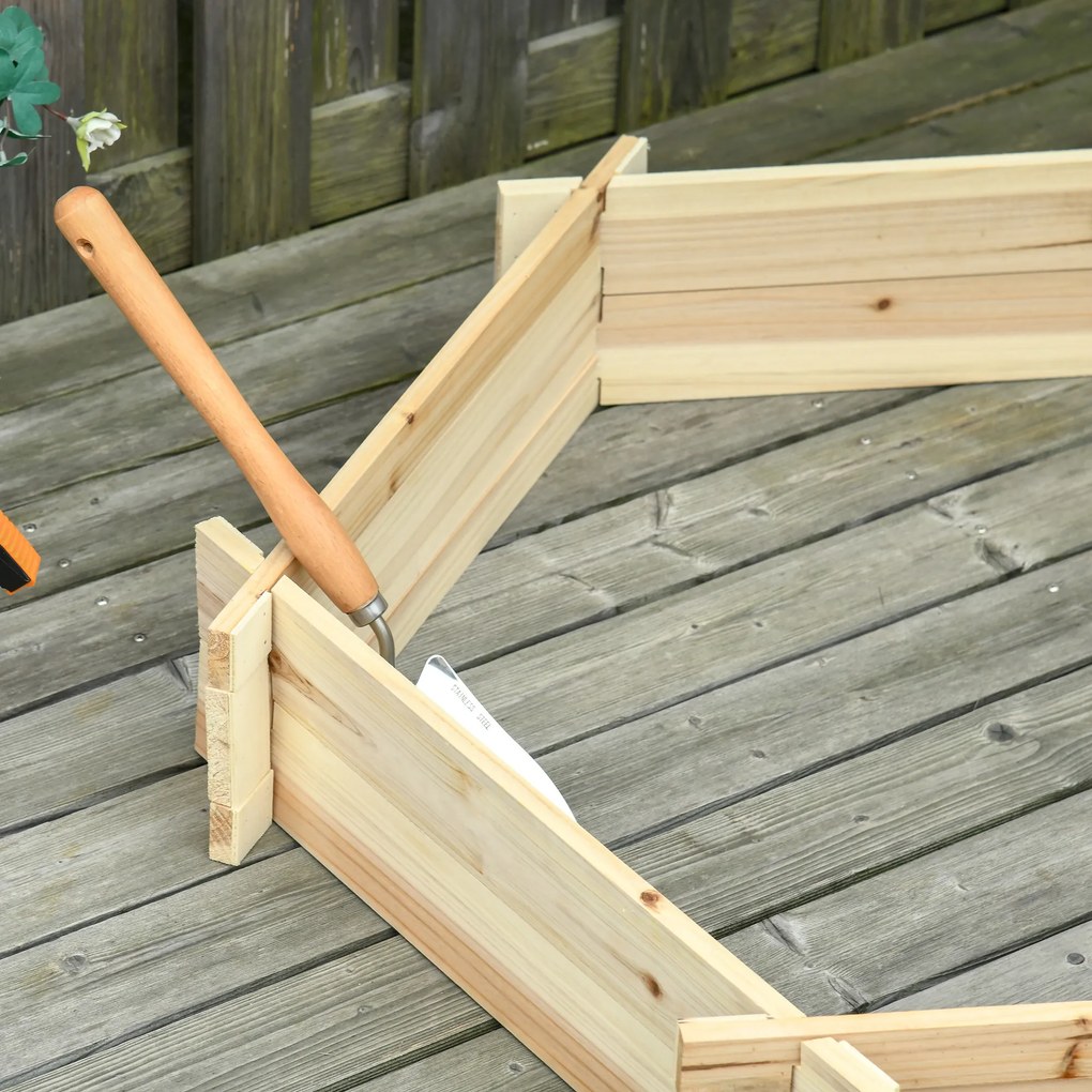 Outsunny šestihranný vyvýšený záhon DIY květináč Dřevěný květináč pro zahradu balkon Příroda 100 x 92 x 16 cm | Aosom