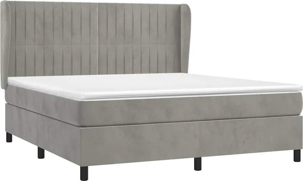 Box spring postel s matrací světle šedá 160x200 cm samet 3129339