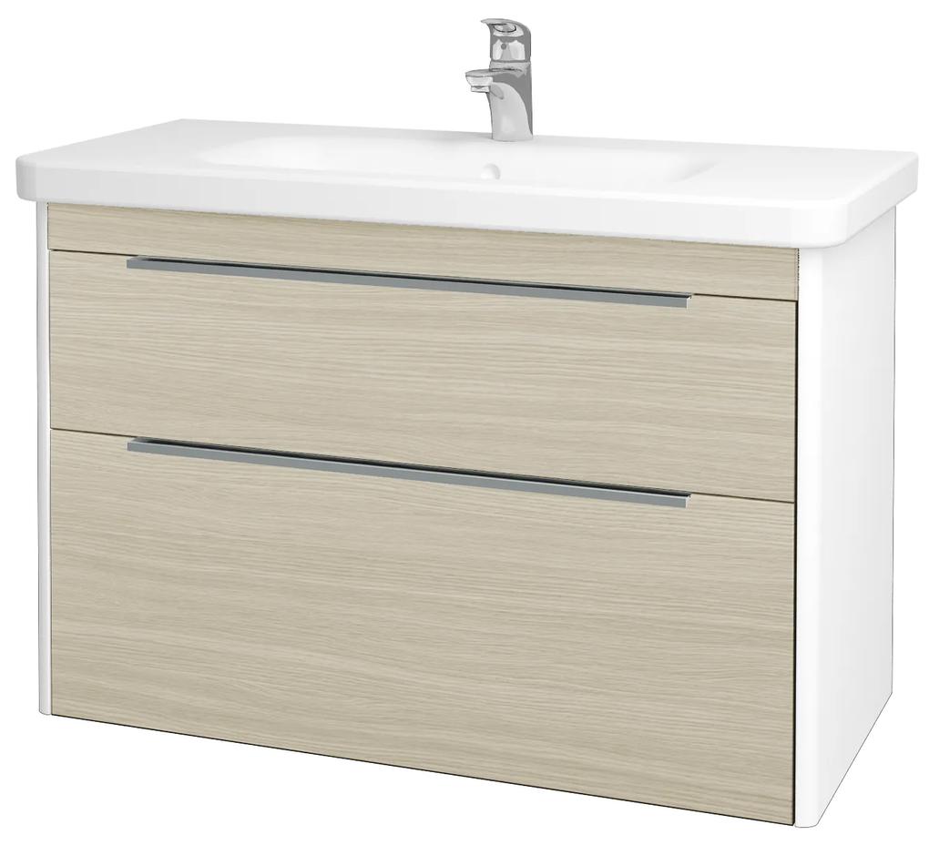 Dřevojas Koupelnová skříň ENZO SZZ2 100 Varianta: L01 Bílá vysoký lesk / D01 Beton