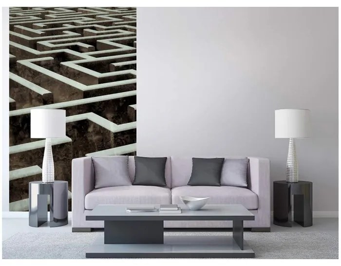 DIMEX | Vliesová fototapeta na zeď 3D labyrint MS-2-0279  | 150 x 250 cm | hnědá, šedá
