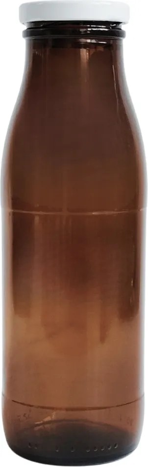 Skleněná láhev na mléko 500 ml hnědá s bílým víčkem JOTA