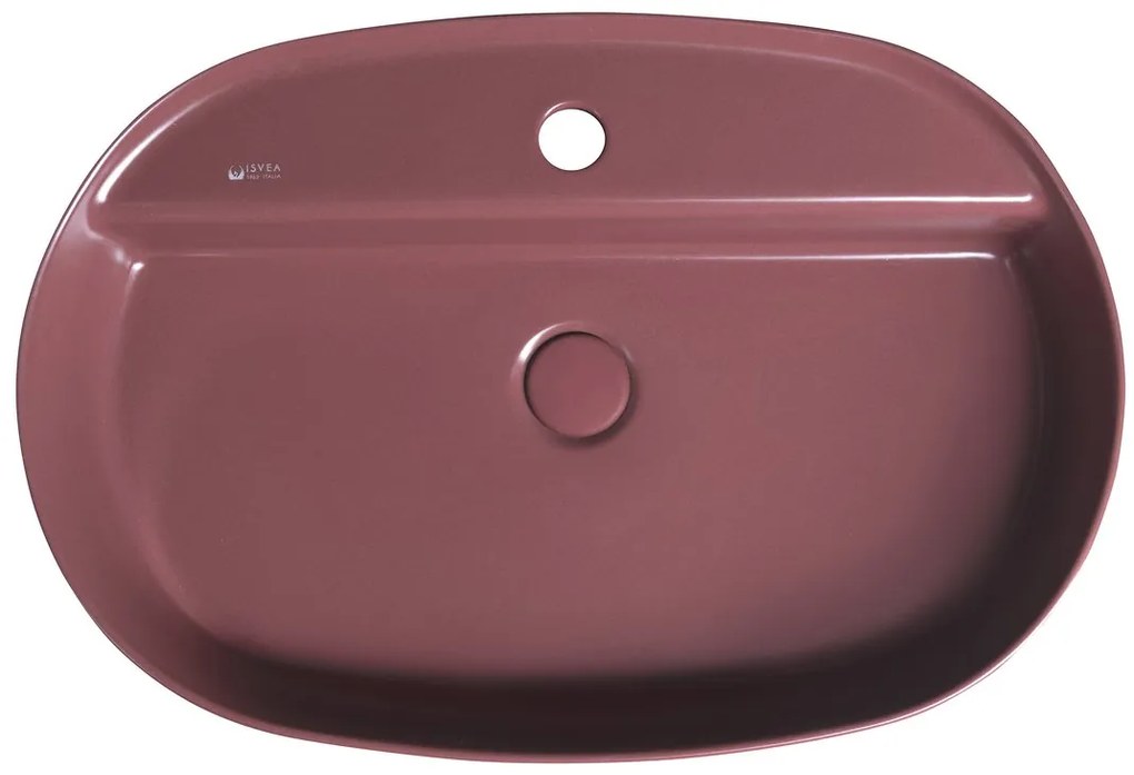 Isvea, INFINITY OVAL keramické umyvadlo na desku, 60x40 cm, matná Maroon Red, 10NF65060-2R
