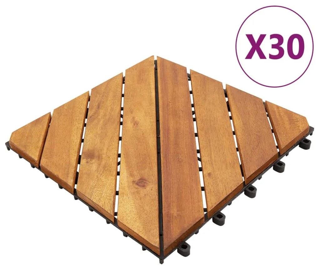 Terasové dlaždice 30 ks hnědé 30 x 30 cm masivní akáciové dřevo - Default Title
