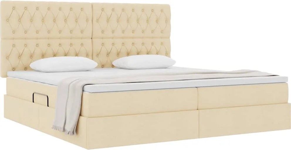 Postel s úložným prostorem a matrací Krémová 200 x 200 cm 3371869